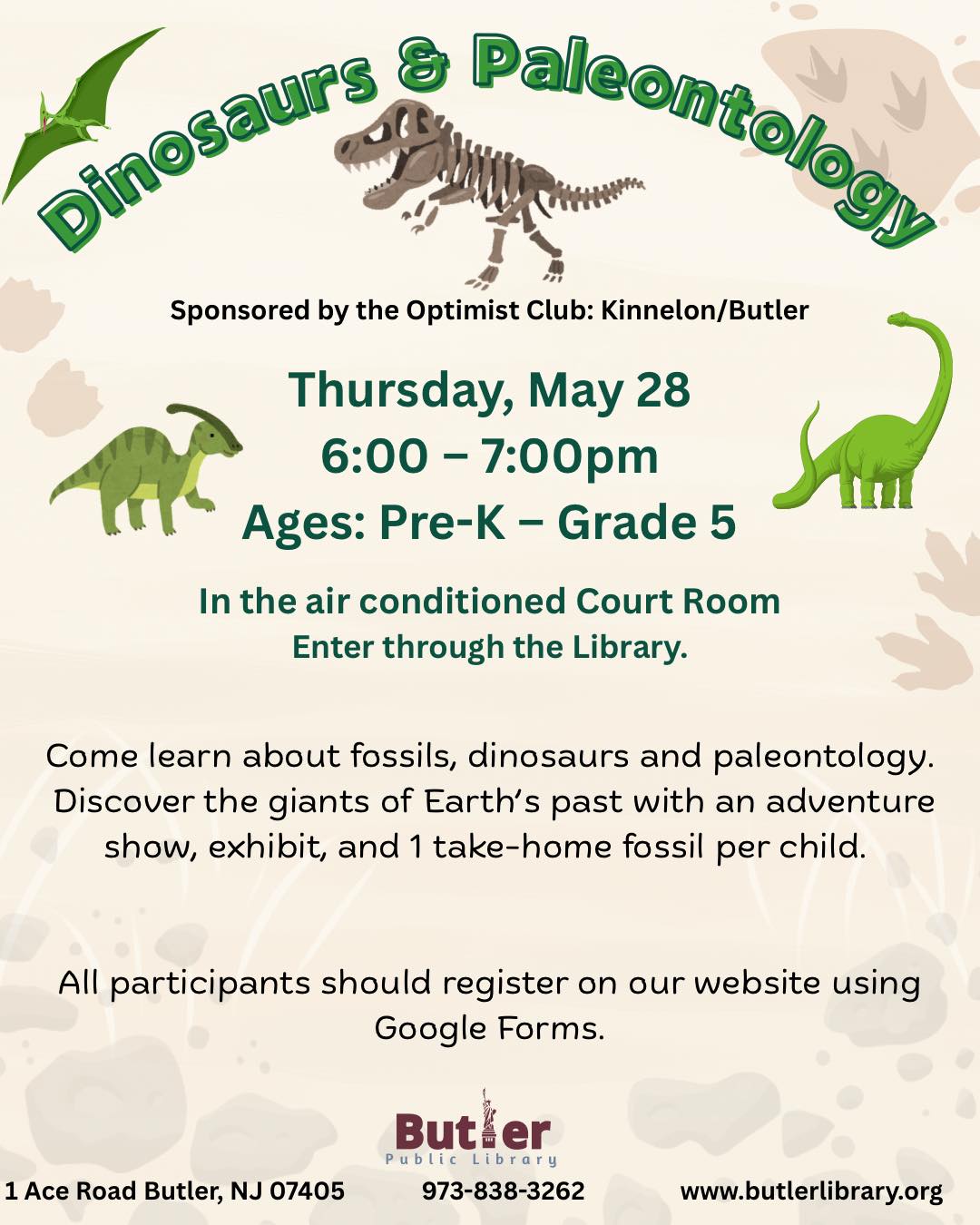 Butler Library Hosts Dinosaurs and Paleontology Night: May 28, 2026 ...